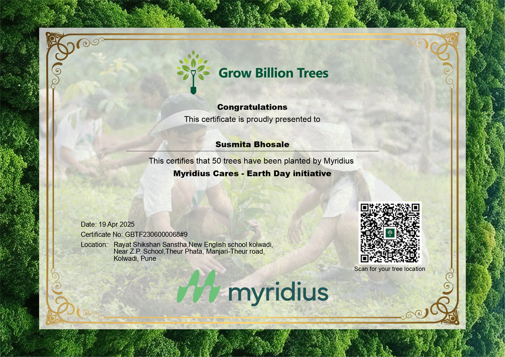Smart Tech, Greener Earth: Myridius Takes the Green Lead – Grow Billion Trees